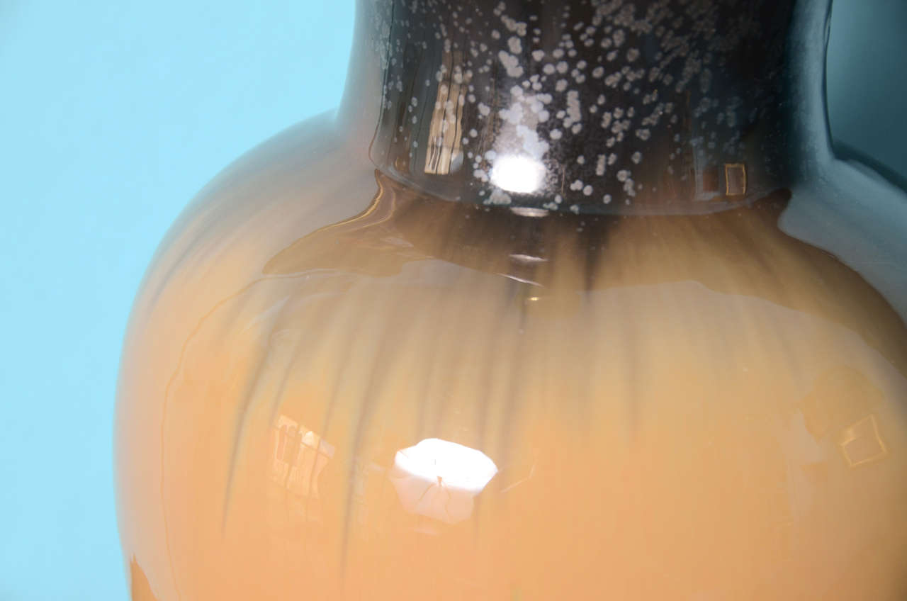 Fulper Pottery Vase with Butterscotch, Cat's Eye and Mirrored Black ...