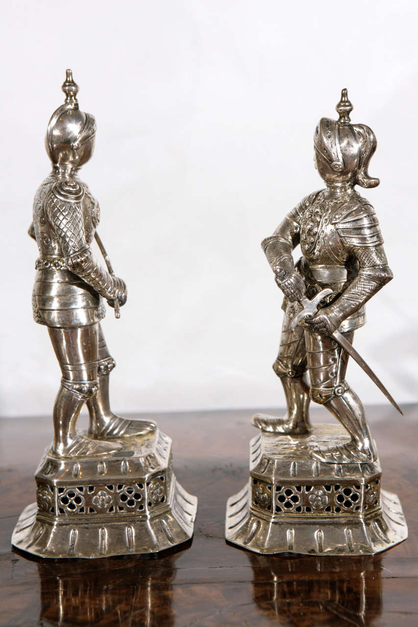 Pair of 1900's German Sterling Silver Soldiers with Ivory Faces at 1stDibs