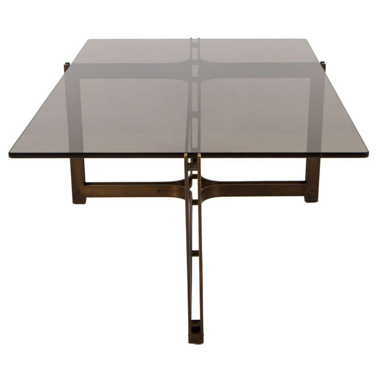 American Bronze Cruciform Base Cocktail Table by Roger Sprunger for ...