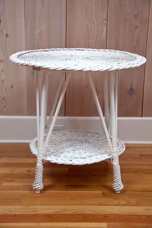 Round Wicker Table at 1stDibs