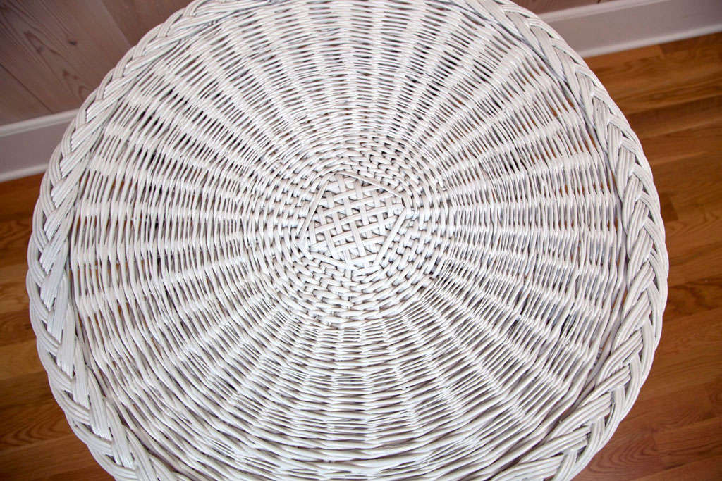 Round Wicker Table at 1stDibs