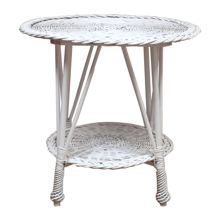 Round Wicker Table at 1stDibs