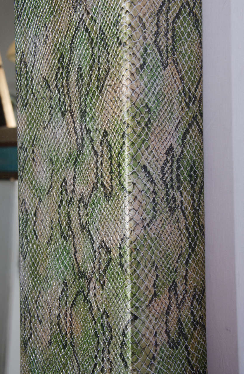 Italian 1970 Snake Effect Pressed Leather Frame Mirror For Sale at 1stDibs