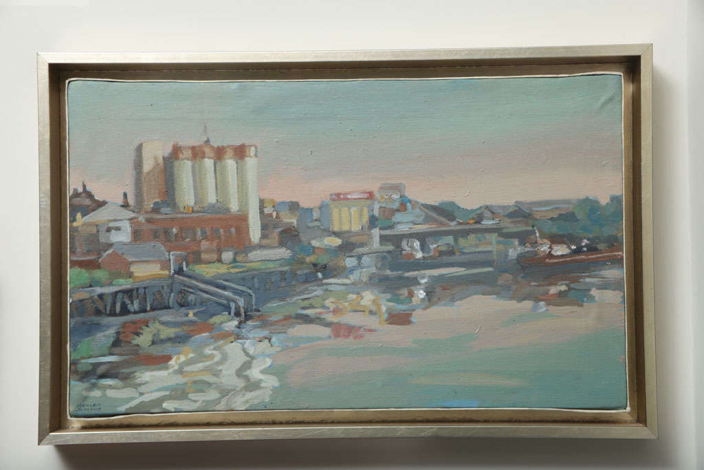 Original Hencer Molina Framed Oil on Canvas, Port Scenes of Buenos ...