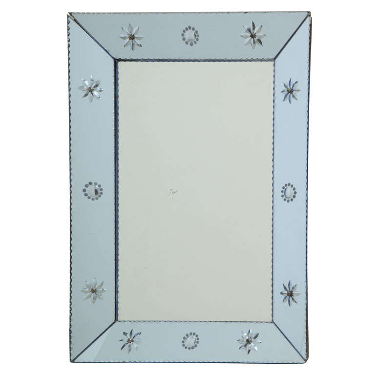 Blue Tinted Glass Frame Rectangular Mirror at 1stDibs