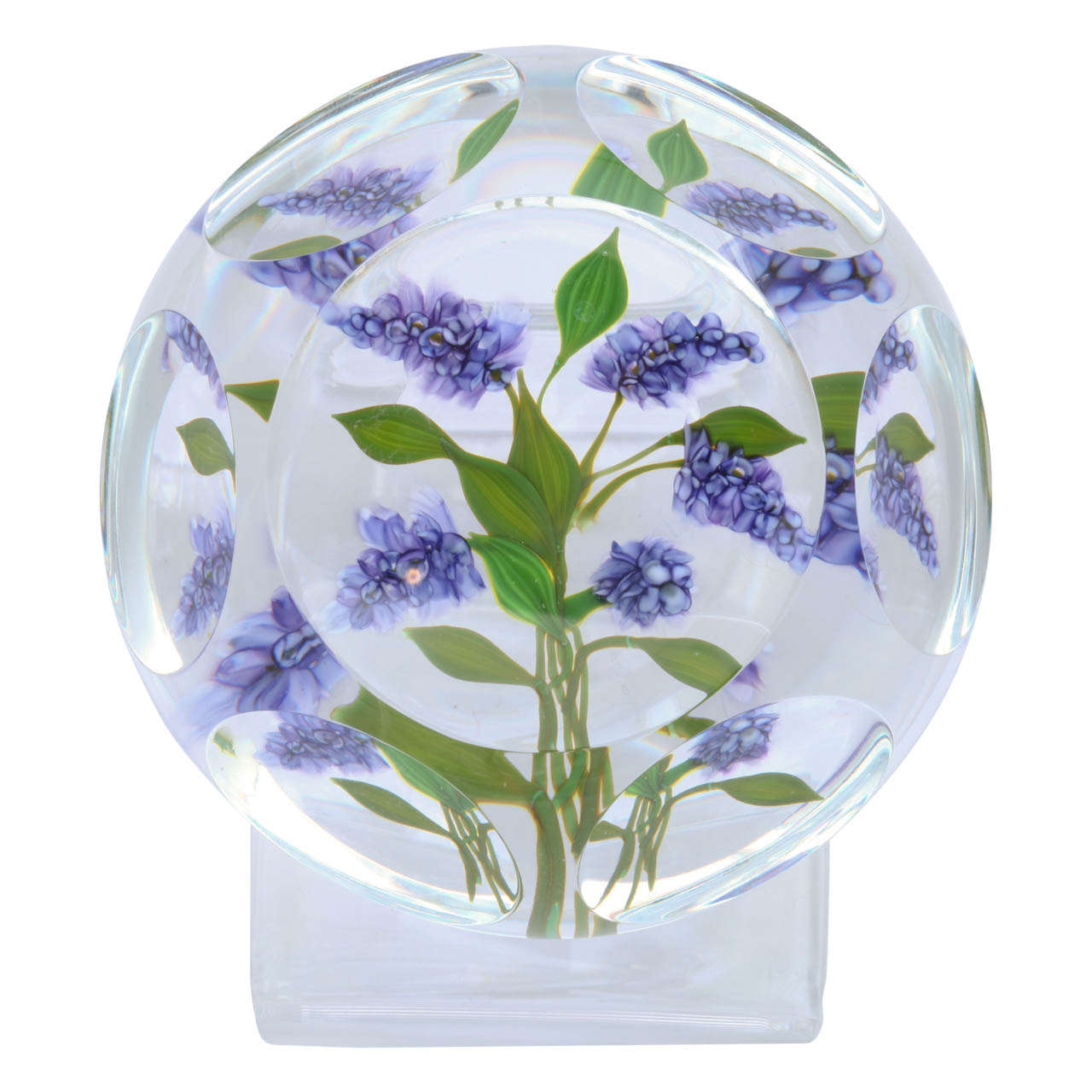 A Beautiful Paul Stankard Faceted Lilacs Paperweight For Sale at 1stDibs