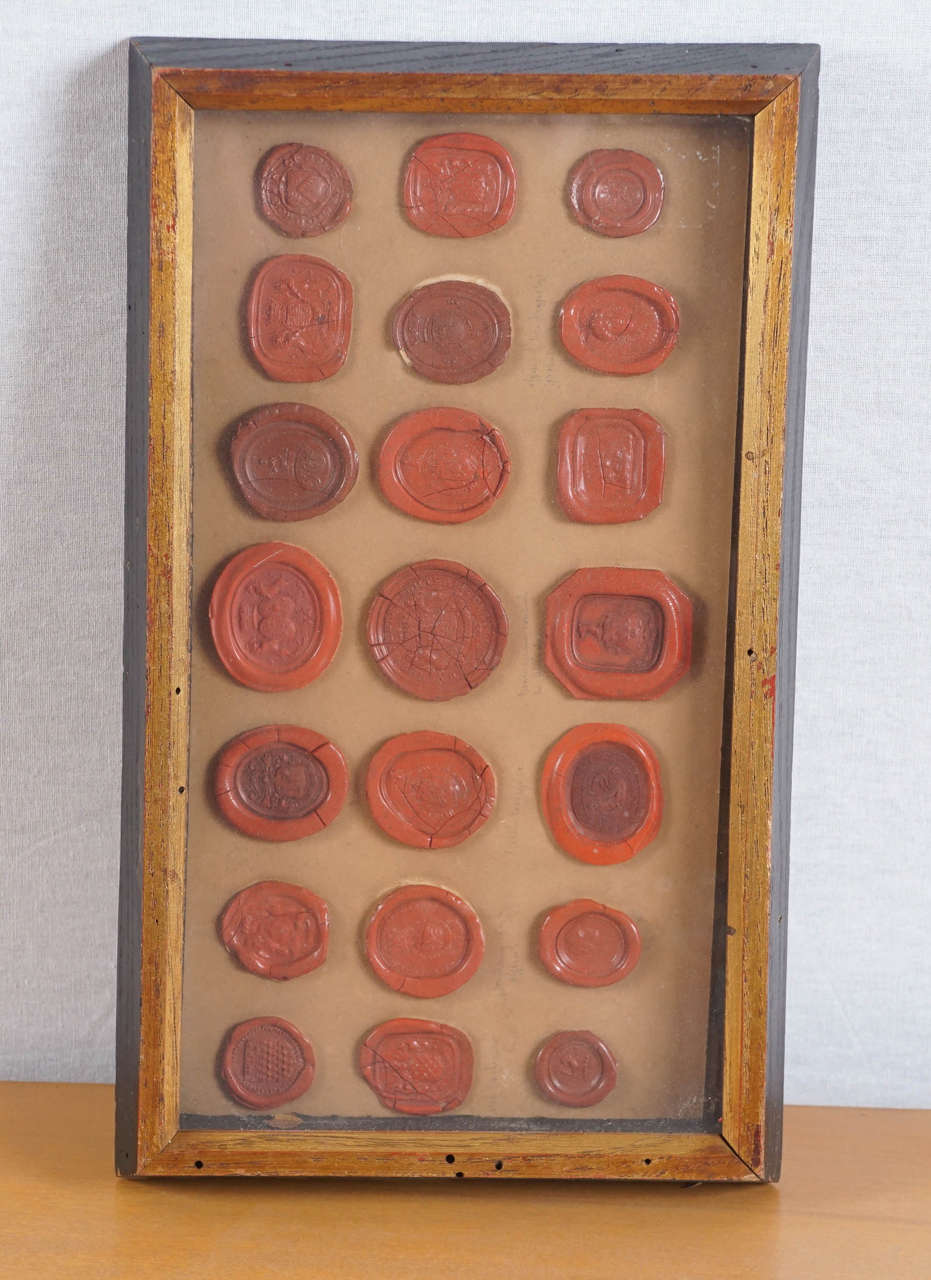 Framed Collection of French Wax Seals at 1stDibs
