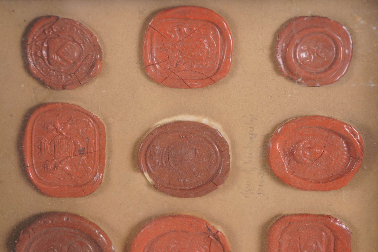 Framed Collection of French Wax Seals at 1stDibs