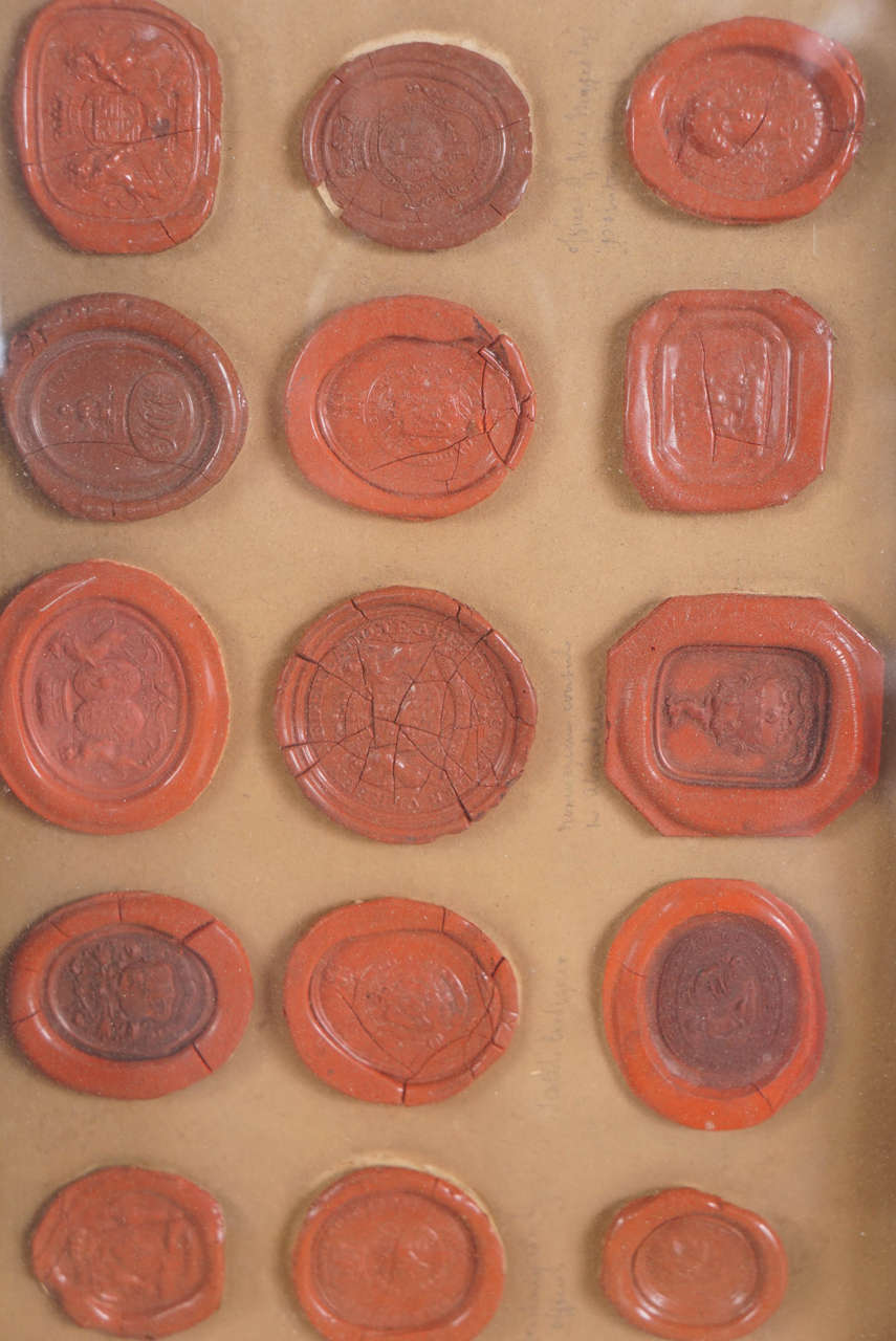Framed Collection of French Wax Seals at 1stDibs