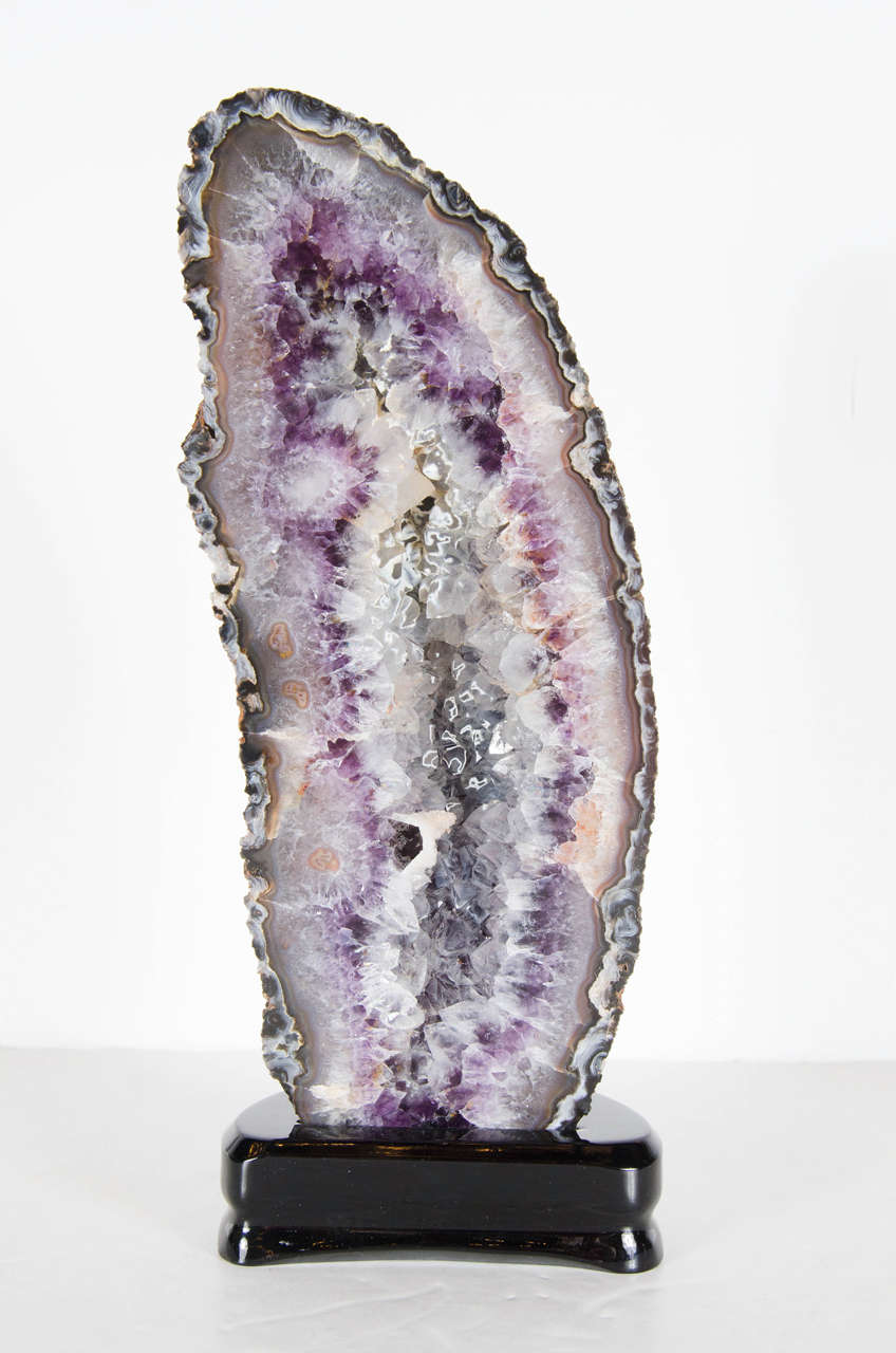 Exquisite Sliced Organic Geode Specimen in Hues of Amethyst and Grey at ...