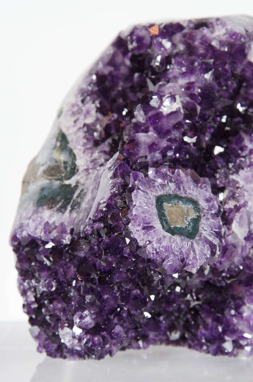Fabulous Amethyst Rock Specimen With Thick Custom Lucite Base at 1stDibs