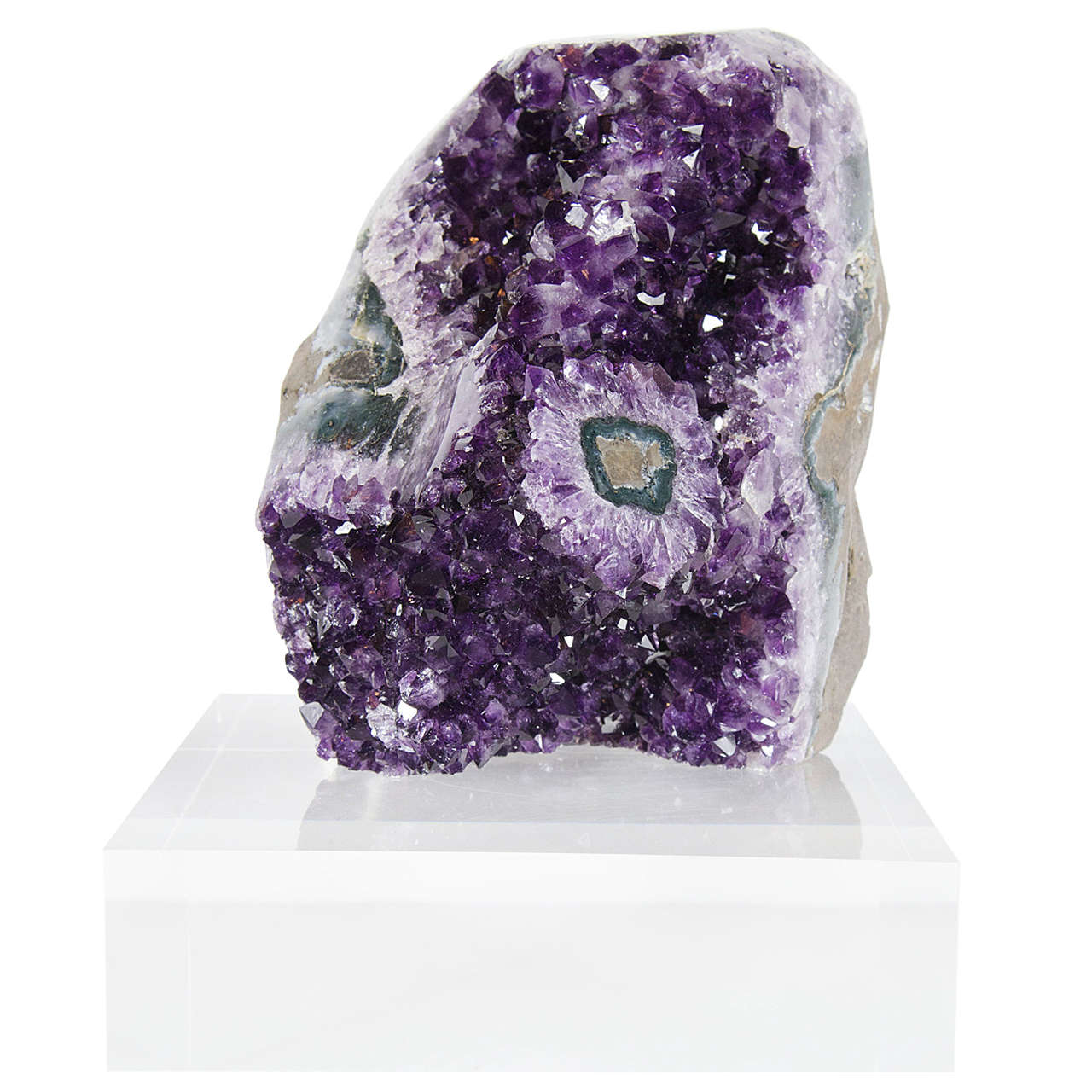 Fabulous Amethyst Rock Specimen With Thick Custom Lucite Base at 1stDibs