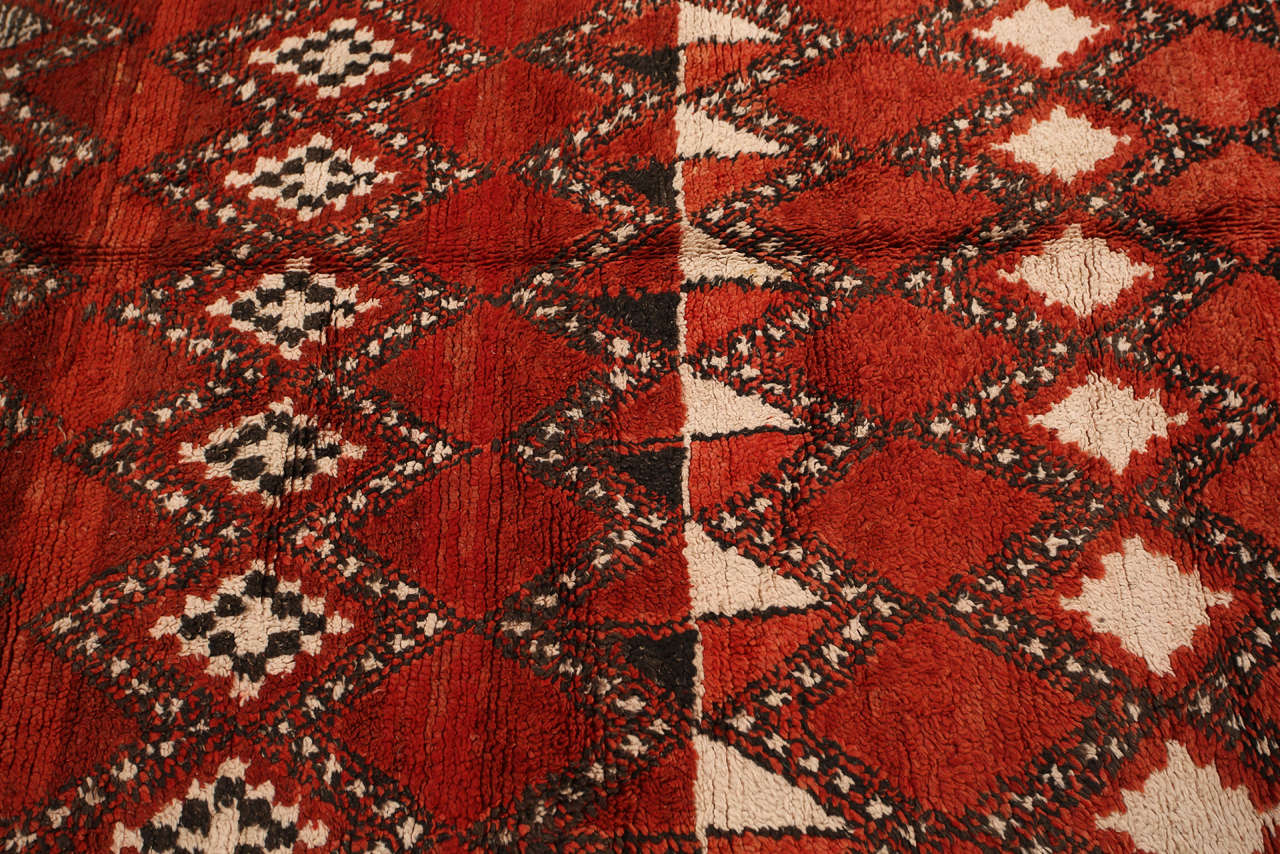 1960s Authentic Moroccan Red Tribal Rug North Africa For Sale at ...
