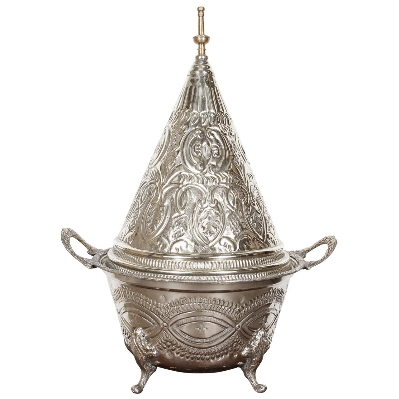 Moroccan Silver Dish Tajine with Cover at 1stDibs