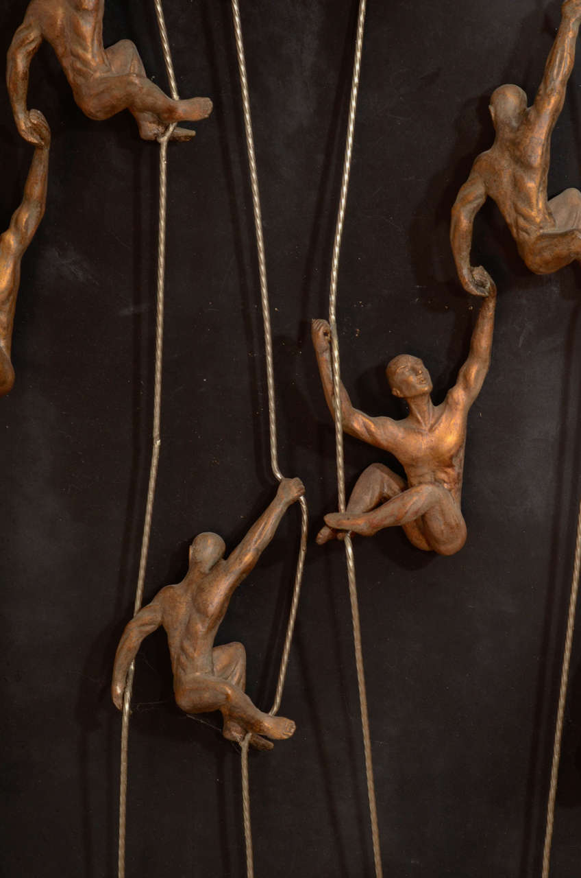 Mid Century Wall Sculpture of Figures Climbing Ropes at 1stDibs