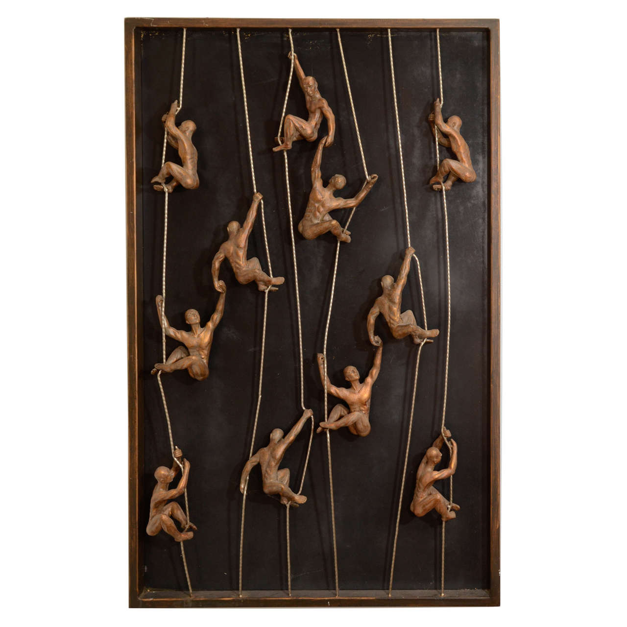 Mid Century Wall Sculpture of Figures Climbing Ropes at 1stDibs