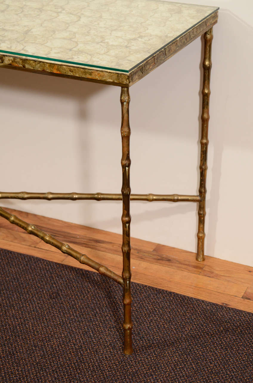 Maison Baguès Style Console Table with Capiz Shell Top on Brass Faux ...