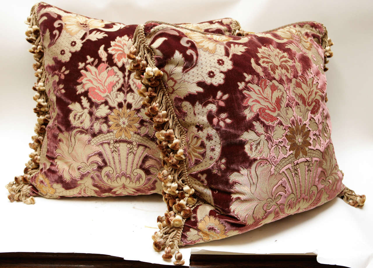Pair of Italian Cut Silk Velvet Pillows For Sale at 1stDibs | cut ...
