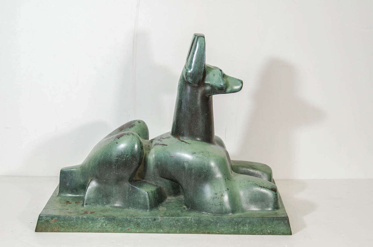 Art Deco Bronze Sculpture of Anubis by Roman Bronze Works For Sale at ...
