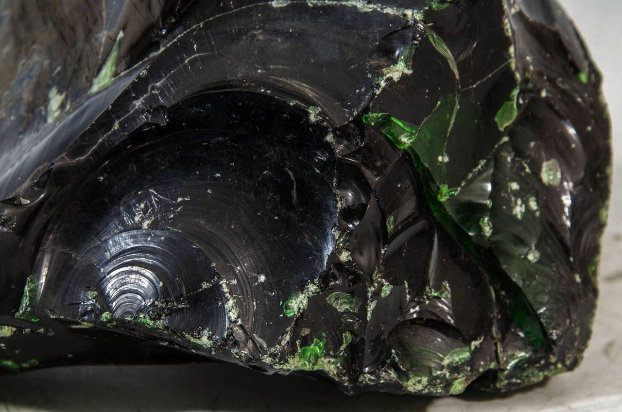 Large Vintage Abstract Green Slag Glass Sculpture at 1stDibs | slag ...