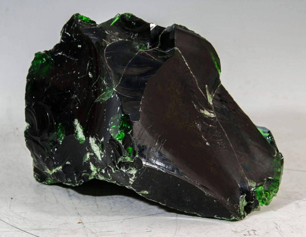 Large Vintage Abstract Green Slag Glass Sculpture at 1stDibs | slag ...