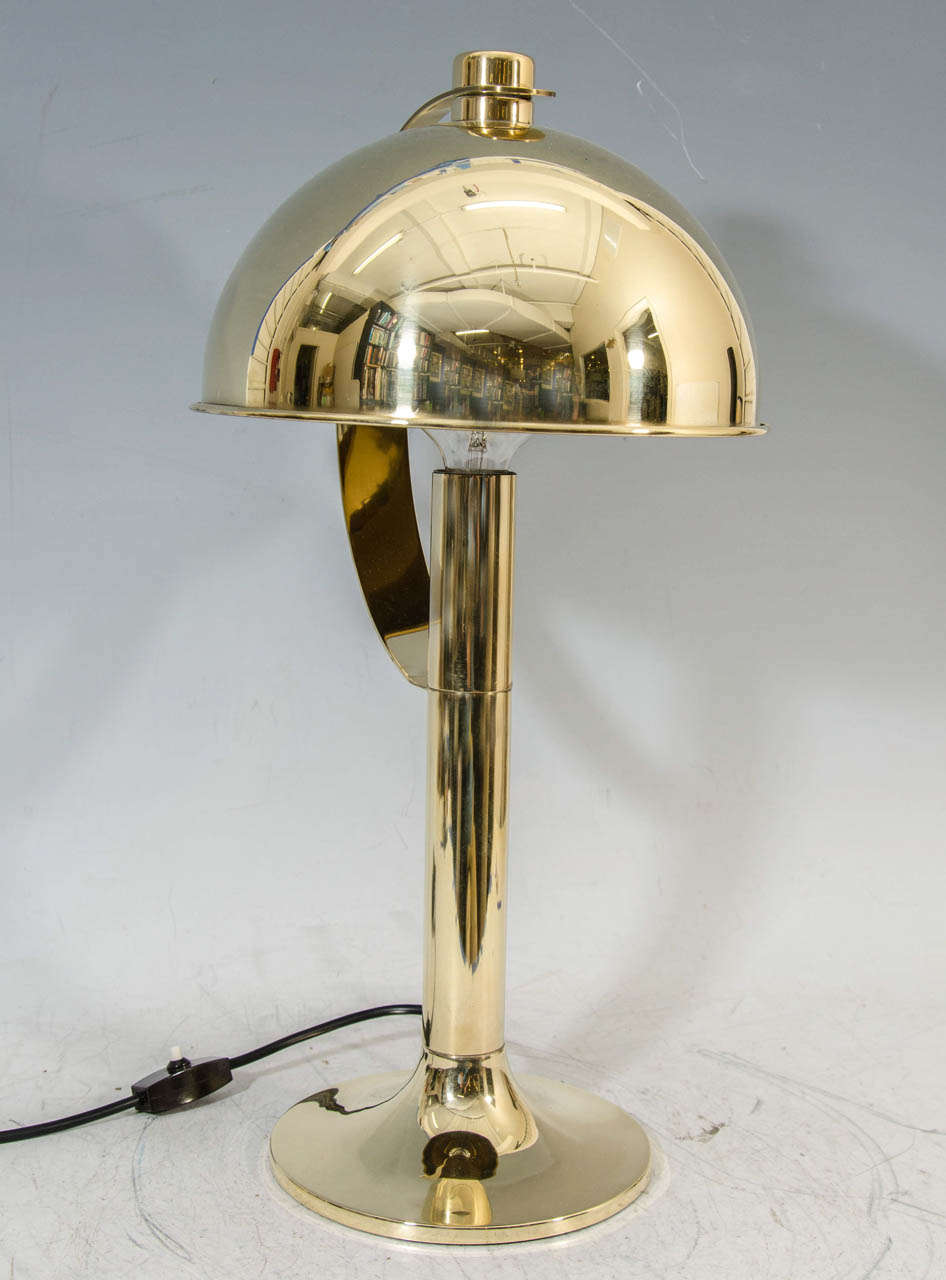 Mid Century Solid Brass Table Lamp w/Adjustable Sliding Brass Shade at ...