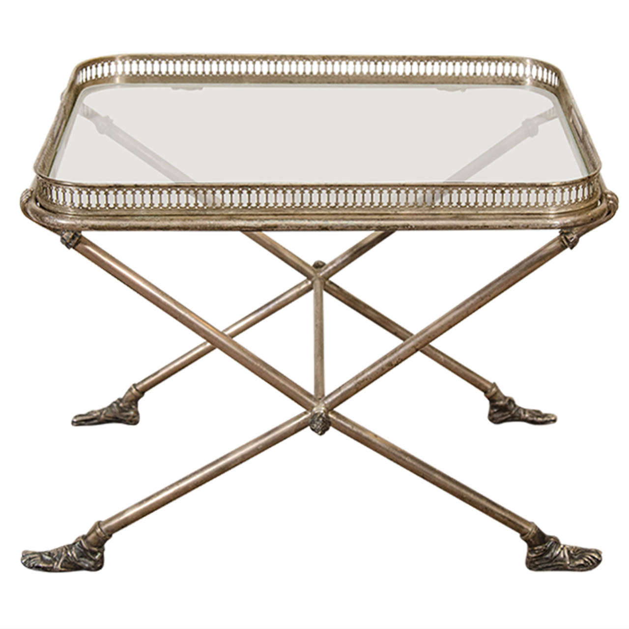 Fantastic Figural Italian Silvered Bronze and Glass Tray Table For Sale ...