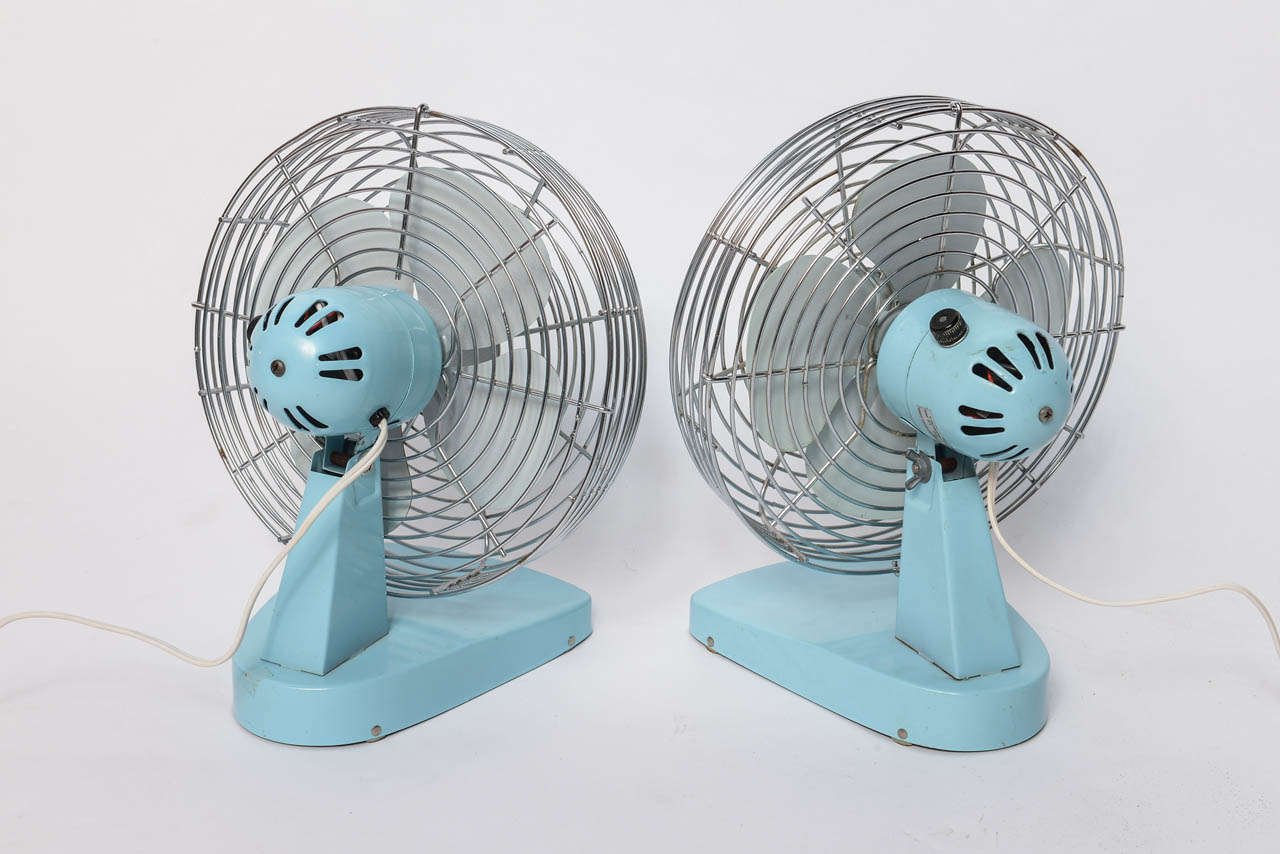 1950s Pair of Metal Turquoise Fan by Superior Electric Products Corp ...
