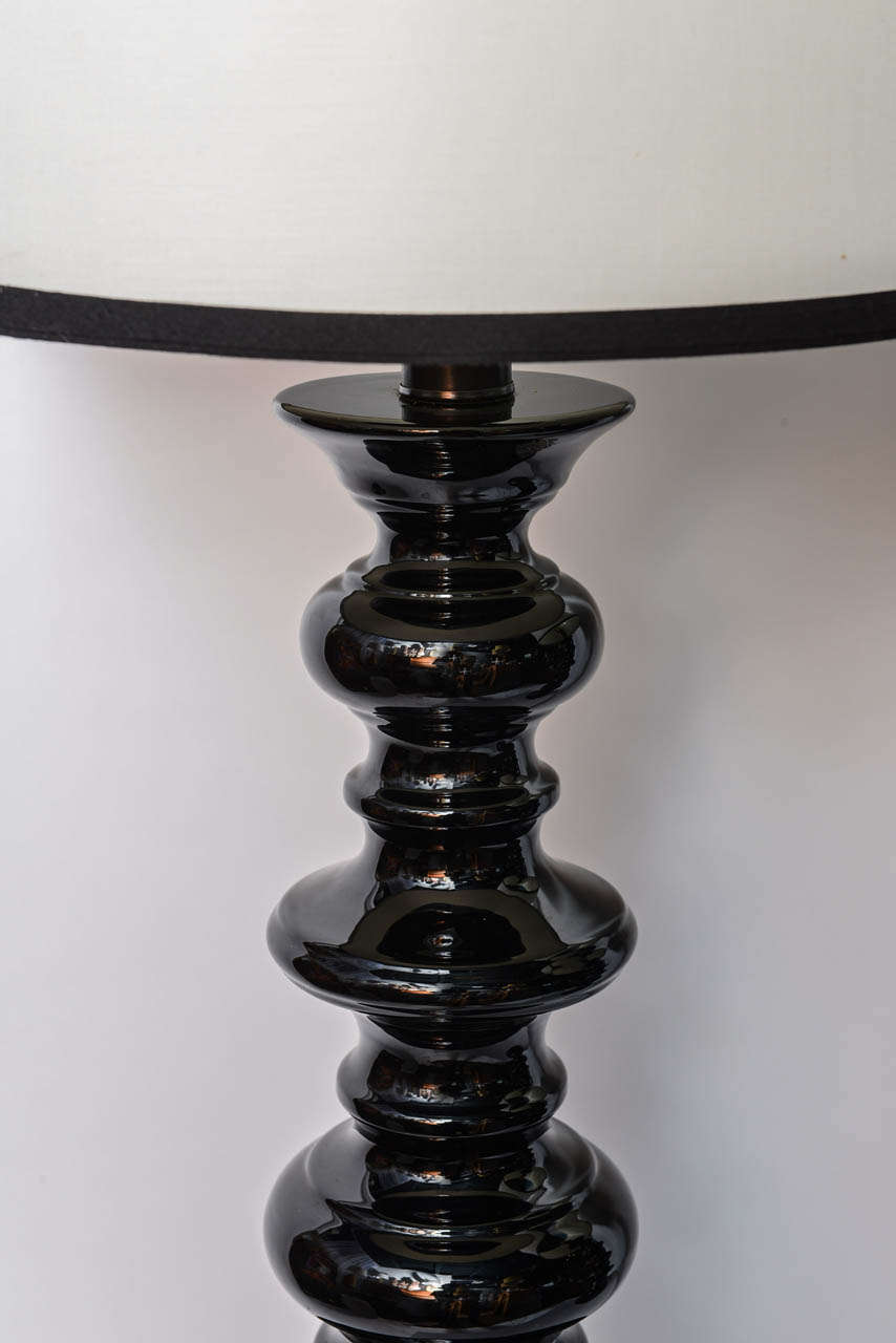 Fabulous Pair of Tall Black Hollywood Regency Style Table Lamps For ...