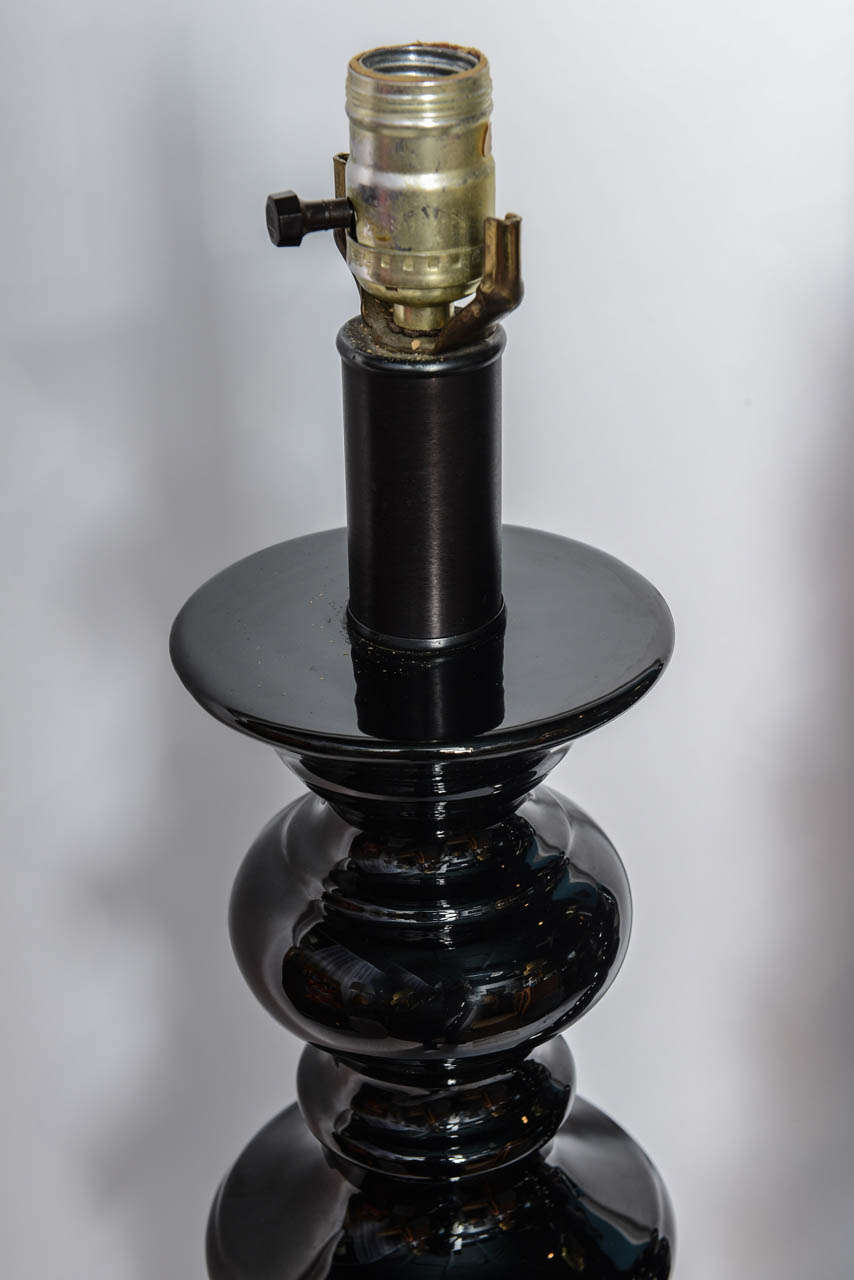 Fabulous Pair of Tall Black Hollywood Regency Style Table Lamps For ...