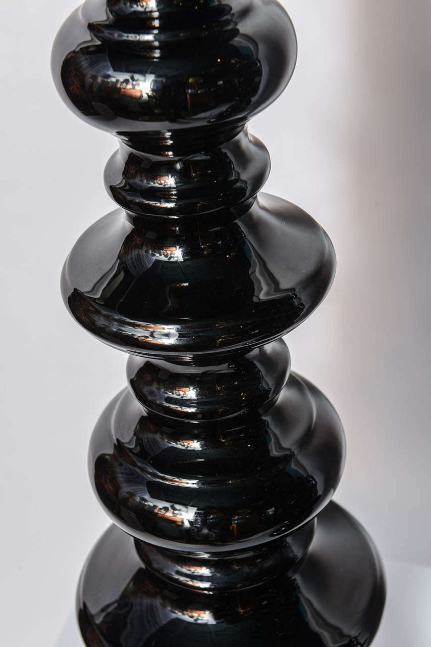 Fabulous Pair of Tall Black Hollywood Regency Style Table Lamps For ...