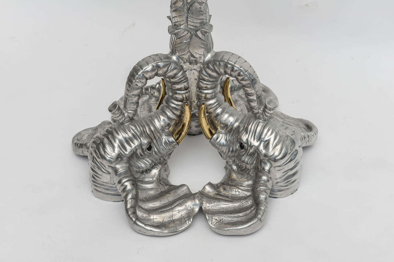 Rare Pewter and Brass Elephant Plant Stand by Arthur Court at 1stDibs