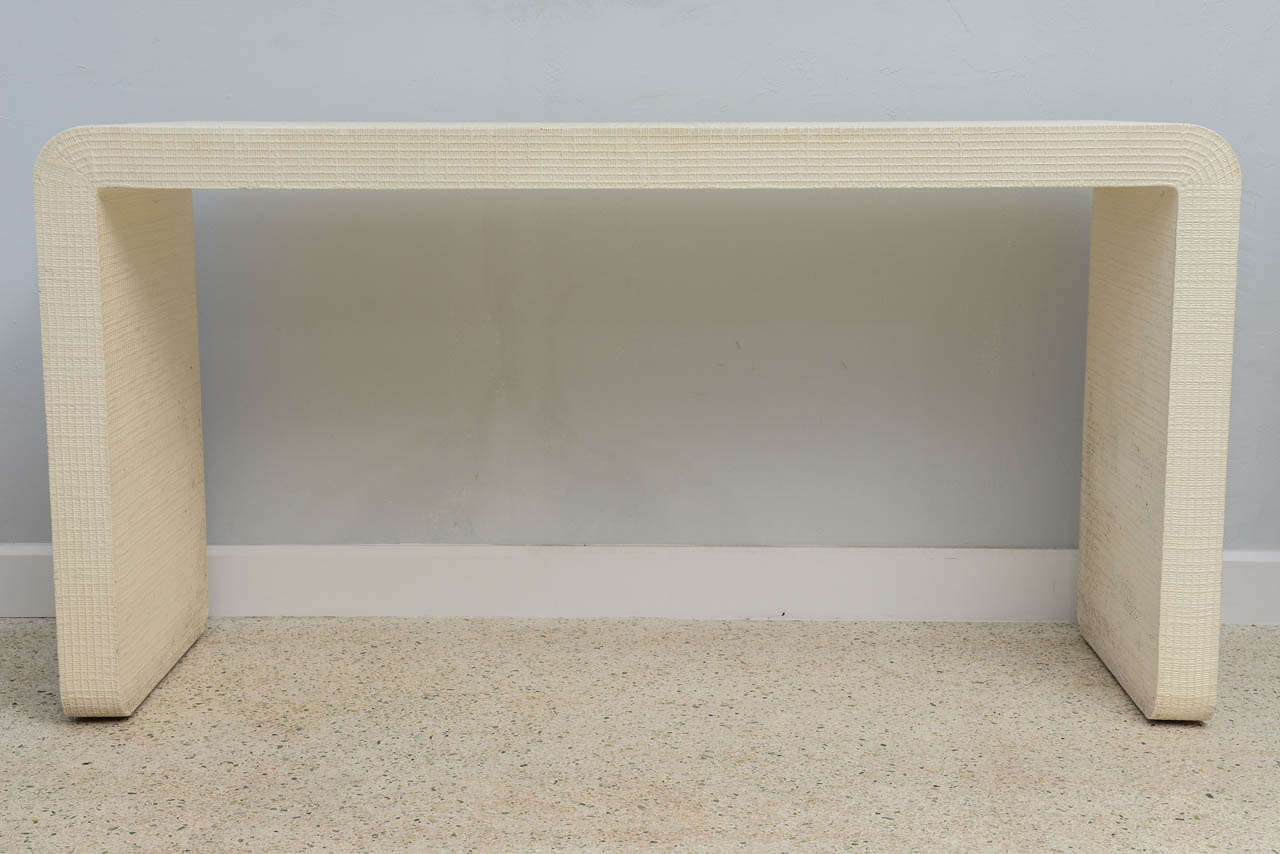 An American Modern White Murano Linen " Waterfall" Console Table, Karl ...