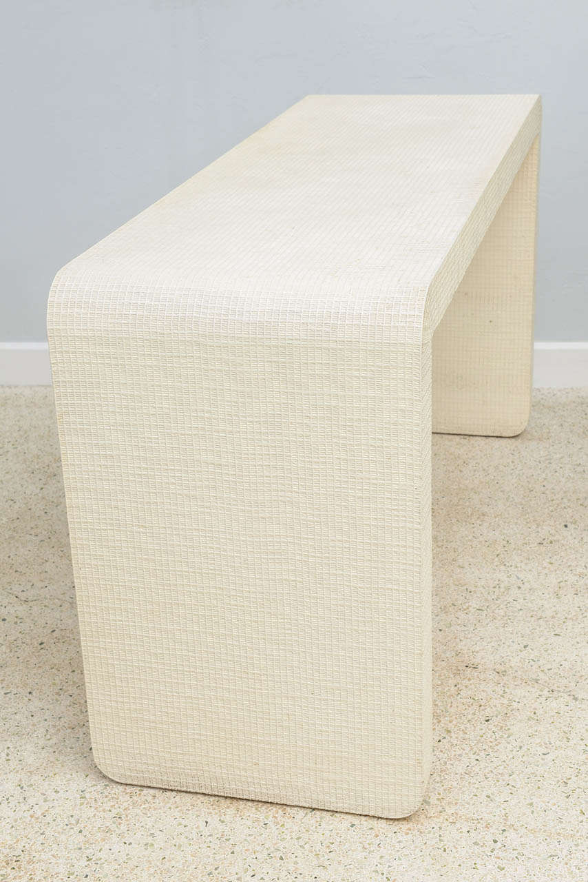 An American Modern White Murano Linen " Waterfall" Console Table, Karl ...