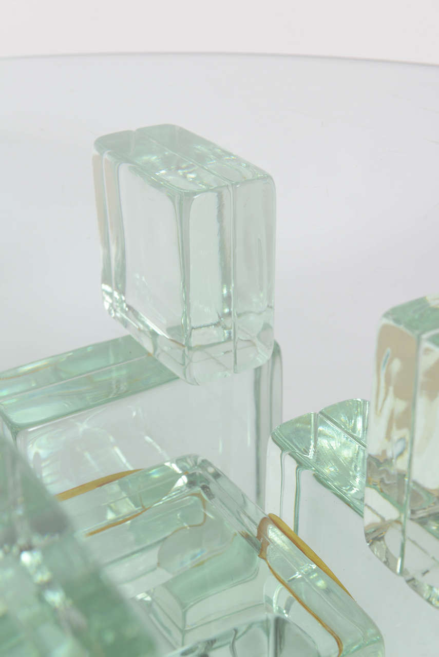Sculptural Glass Block Cocktail Table at 1stDibs