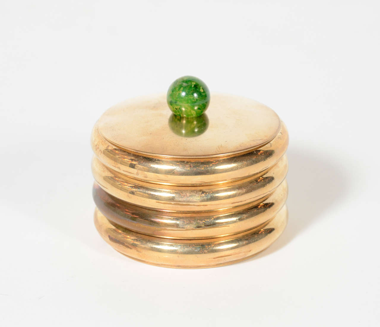 Art Deco Lidded Stacked Coaster Set in Copper and Bakelite at 1stDibs