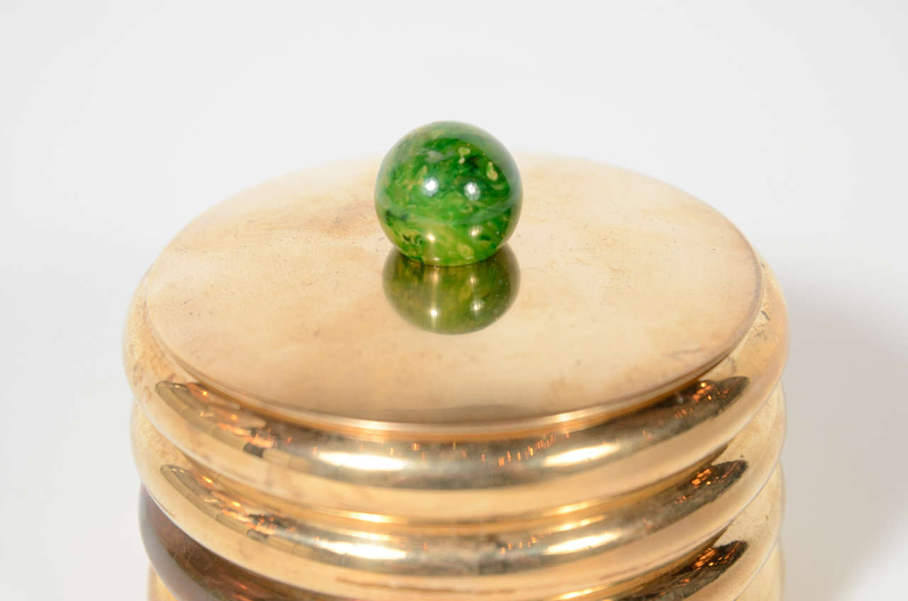 Art Deco Lidded Stacked Coaster Set in Copper and Bakelite at 1stDibs