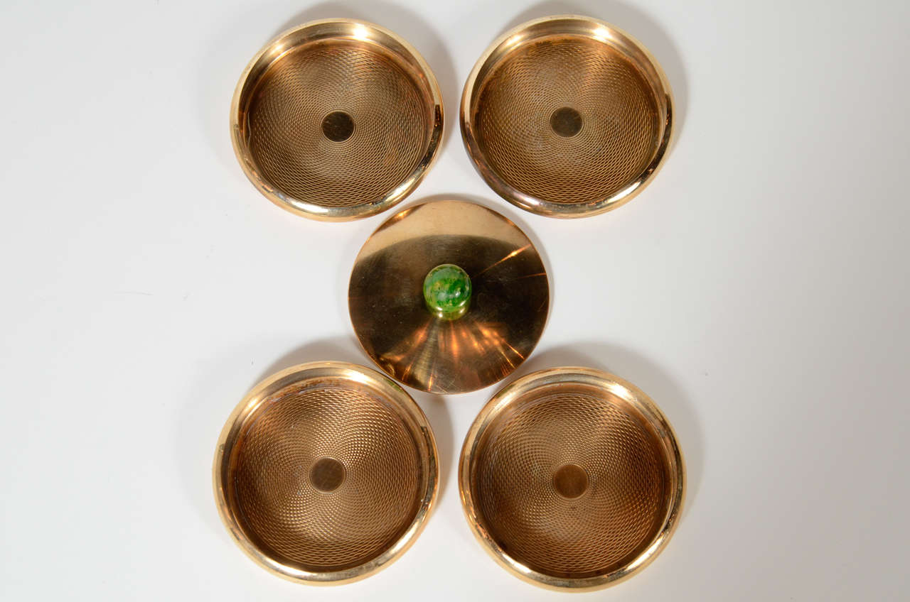 Art Deco Lidded Stacked Coaster Set in Copper and Bakelite at 1stDibs
