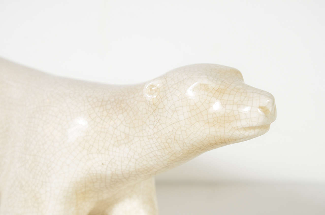 Art Deco Crackle Glaze Ceramic Polar Bear at 1stDibs | art deco polar bear
