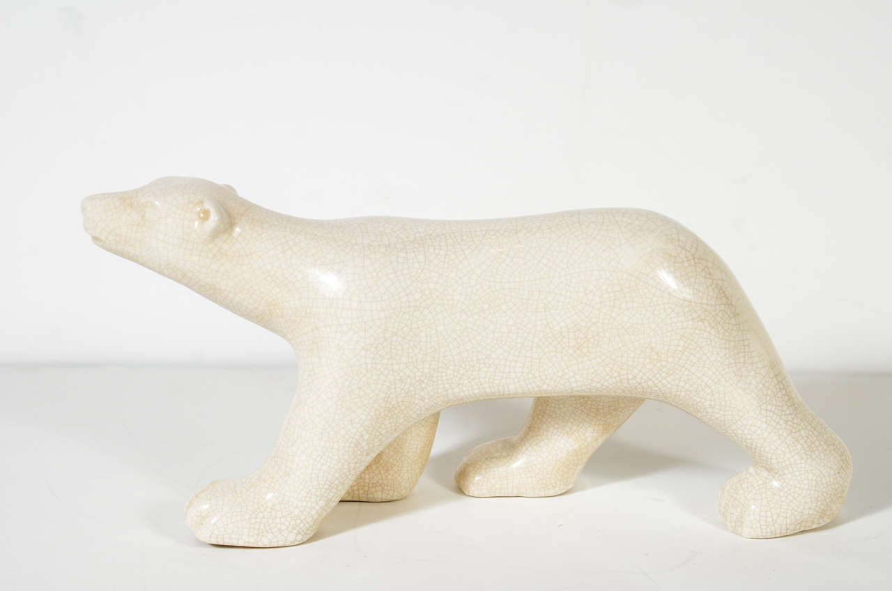 Art Deco Crackle Glaze Ceramic Polar Bear at 1stDibs | art deco polar bear