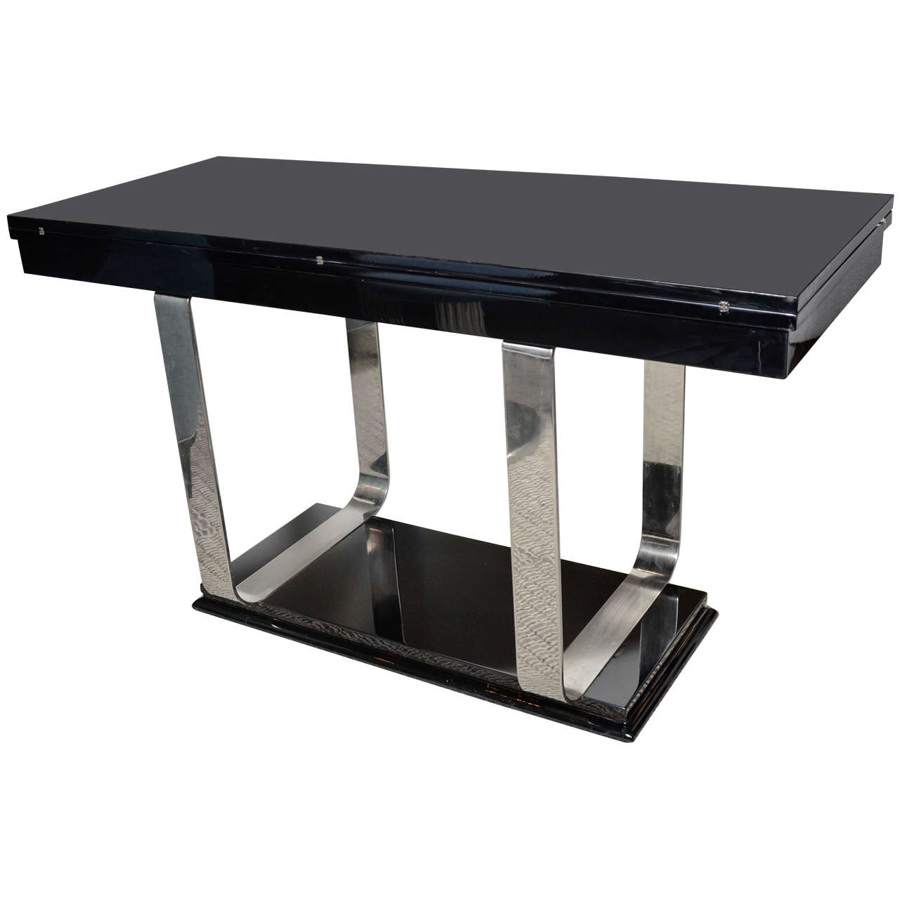 Art Deco Machine Age Flip Top Console / Dining Table at 1stDibs