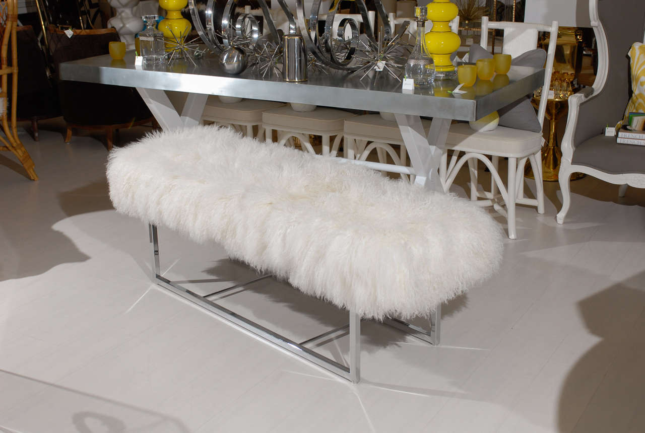 Long Furry Bench For Sale at 1stDibs