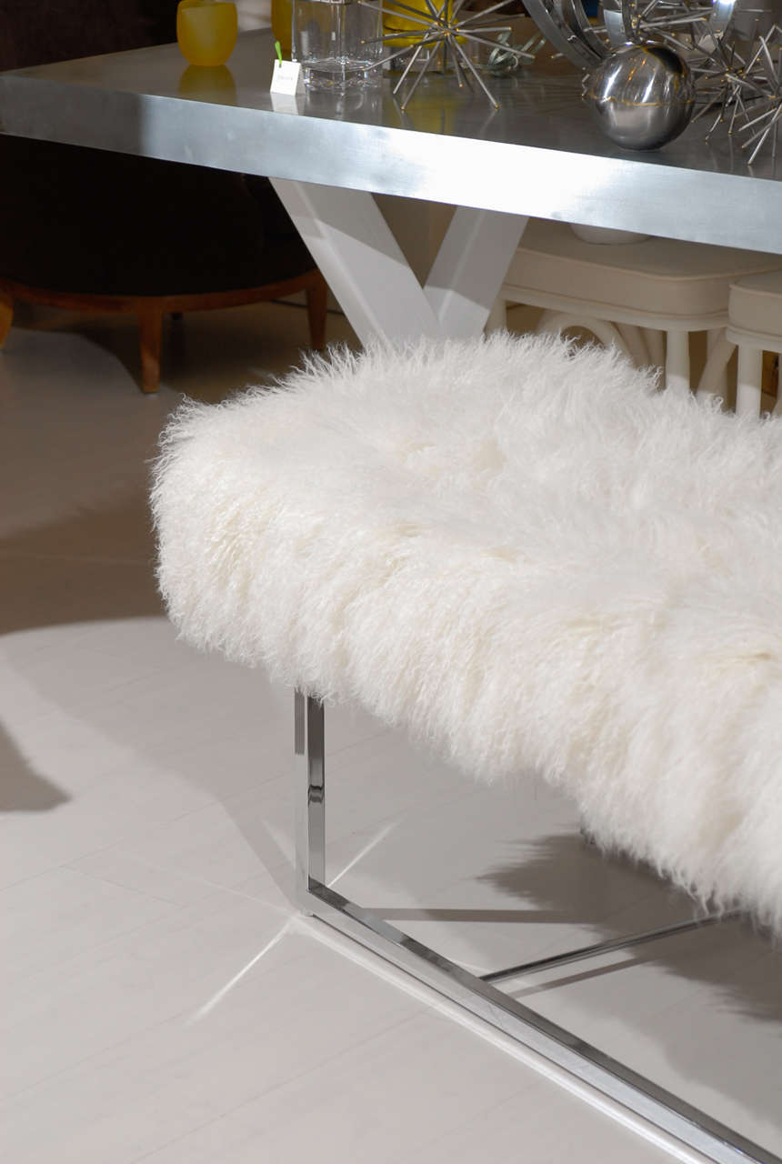 Long Furry Bench For Sale at 1stDibs