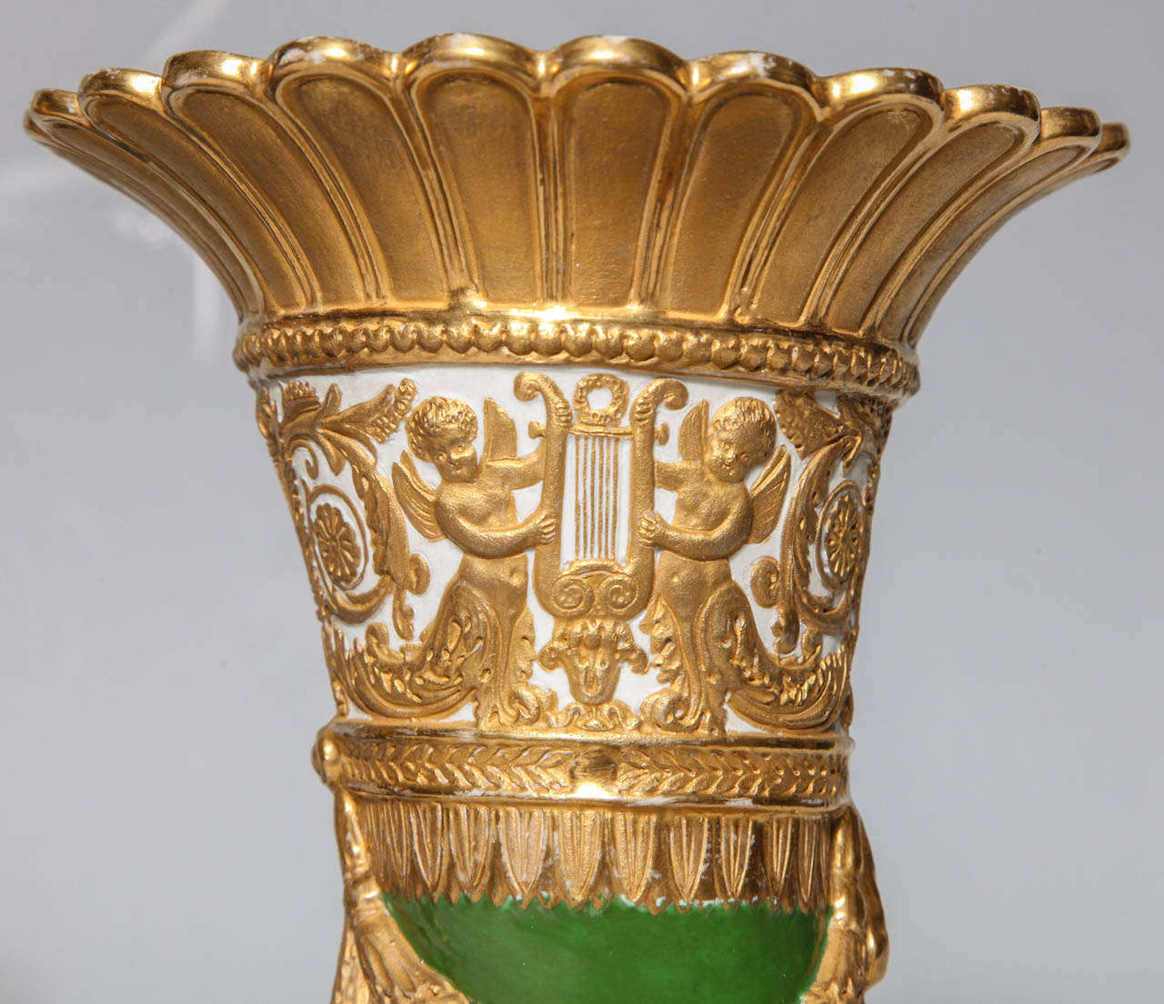 Pair of Elaborate Neoclassical Period "Ryhton' Form Cornucopia ...