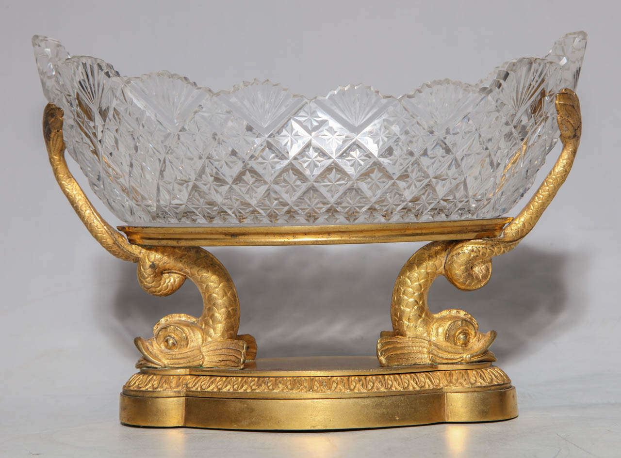 A Rare Pair of Antique Russian Crystal and Dore Bronze dolphin ...
