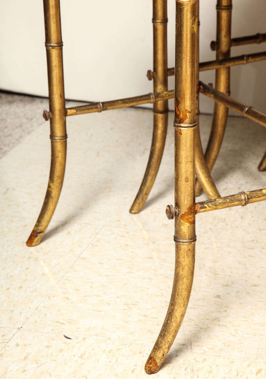 Chinoiserie Set of Four Japanned Lacquer Top Nesting Tables with Bamboo ...