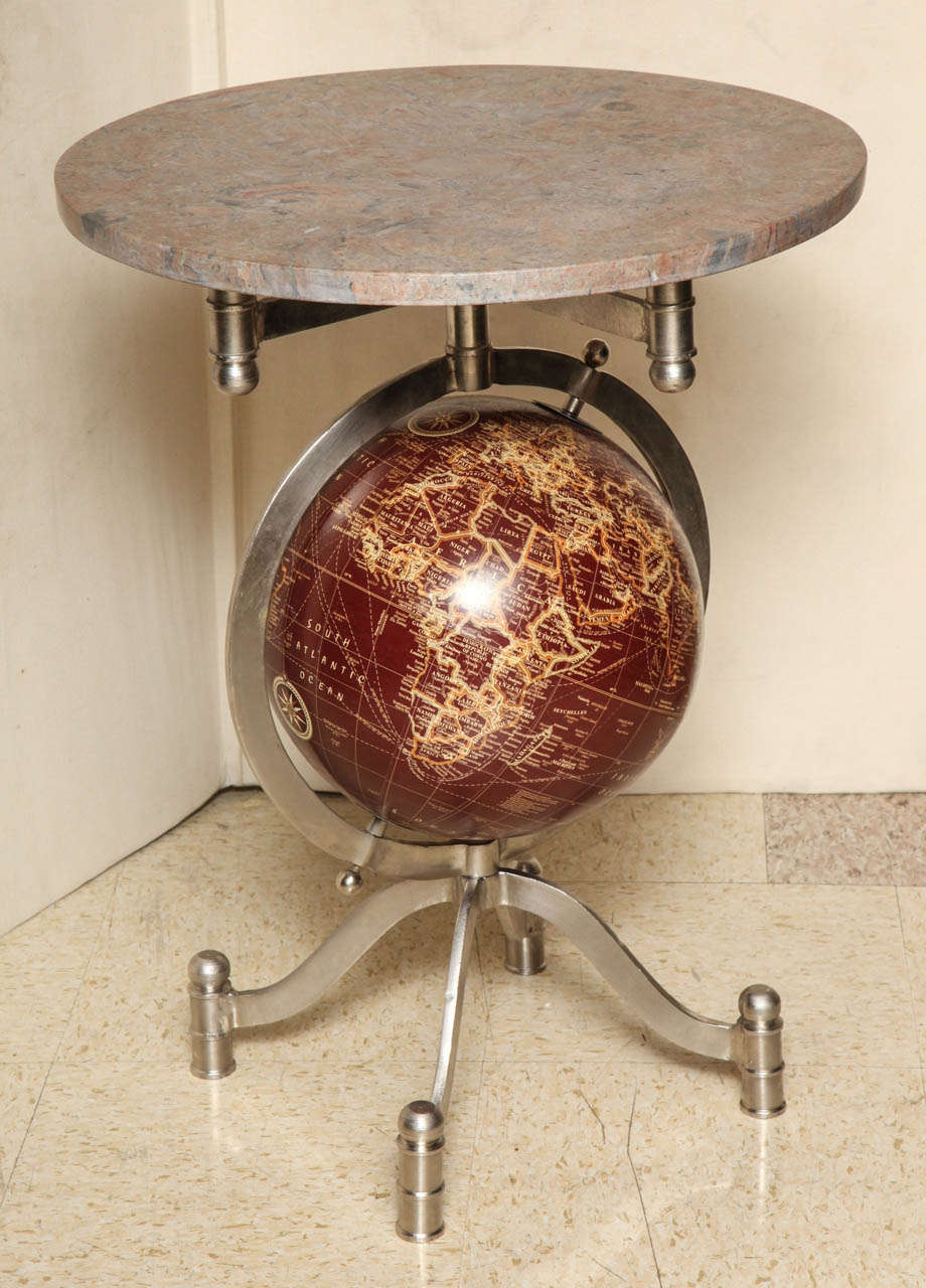 Pair of Globe Marble-Top Side Tables For Sale at 1stDibs