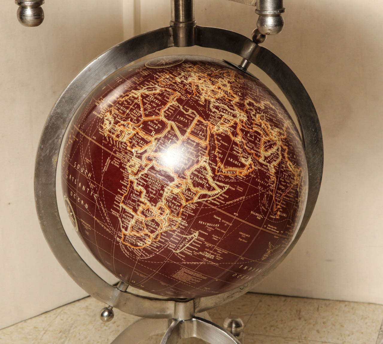 Pair of Globe Marble-Top Side Tables For Sale at 1stDibs