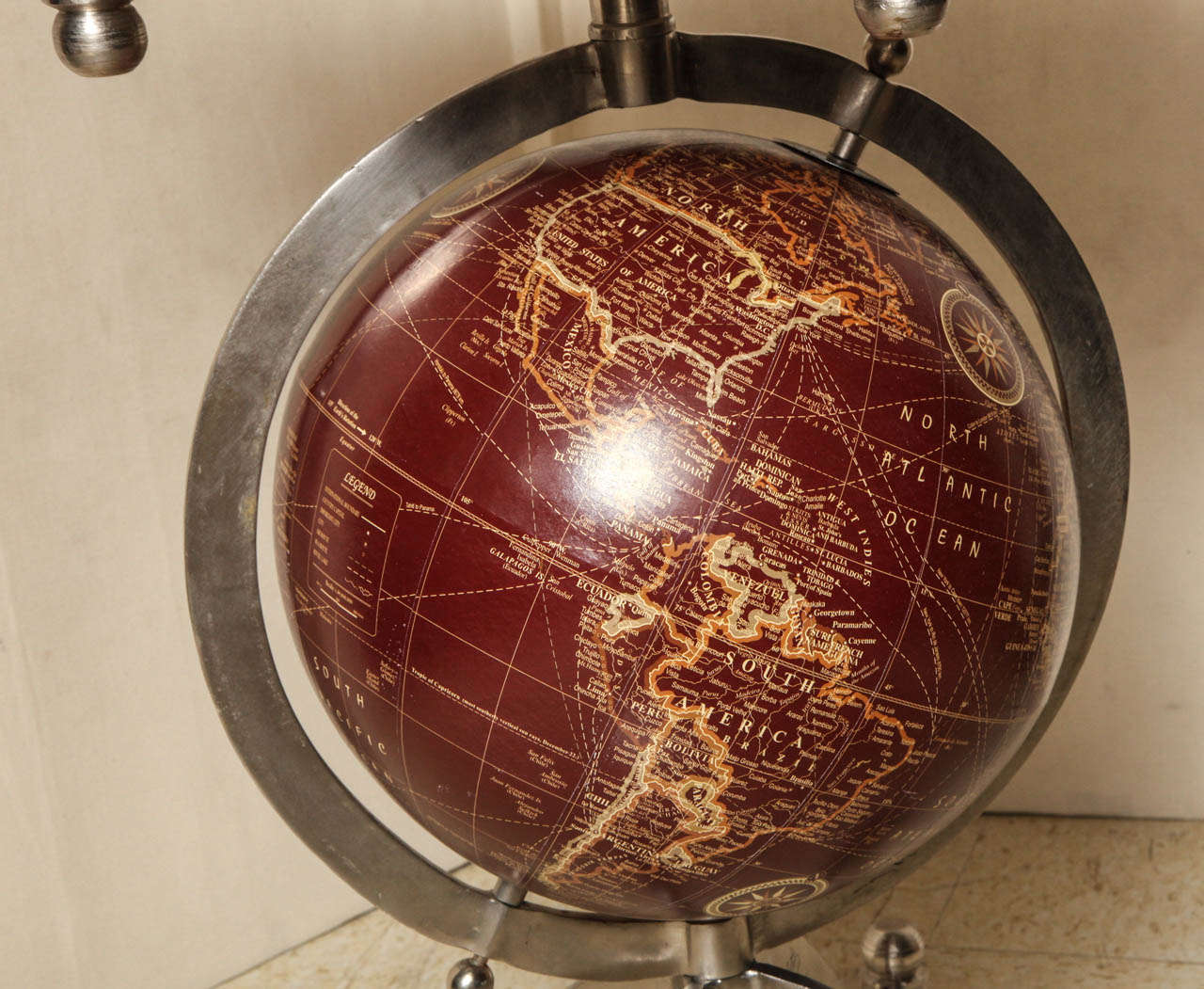 Pair of Globe Marble-Top Side Tables For Sale at 1stDibs