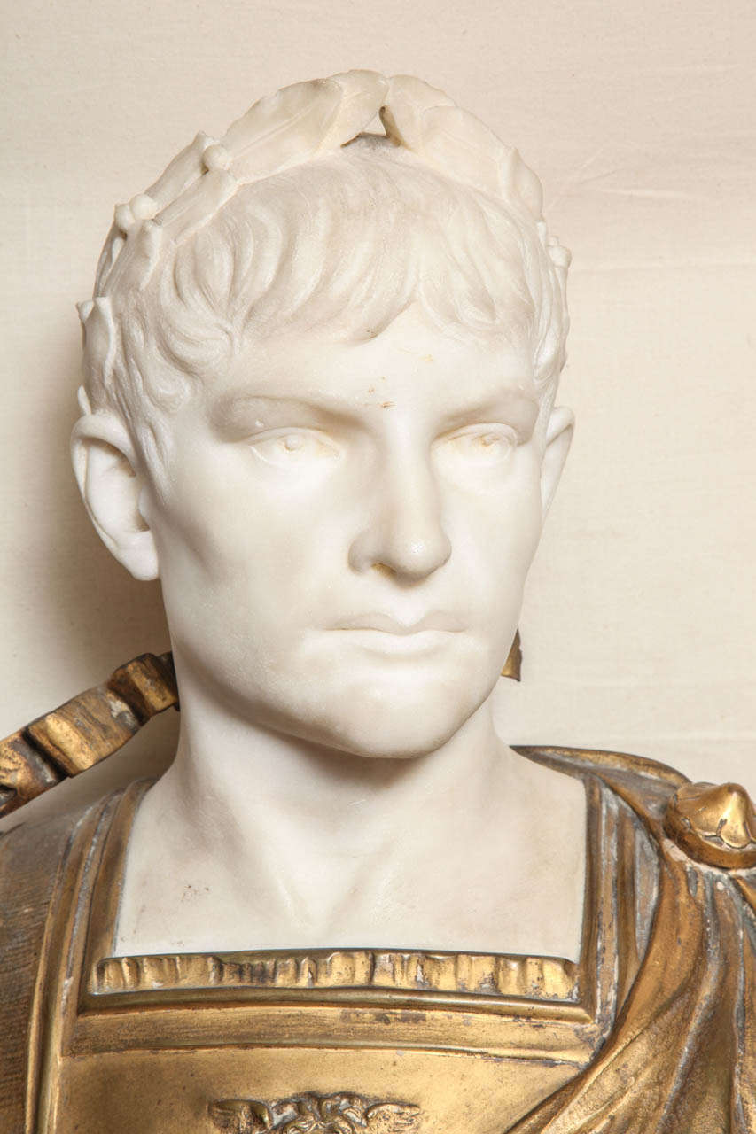 Marble and Bronze Bust of Augustus Caesar at 1stDibs